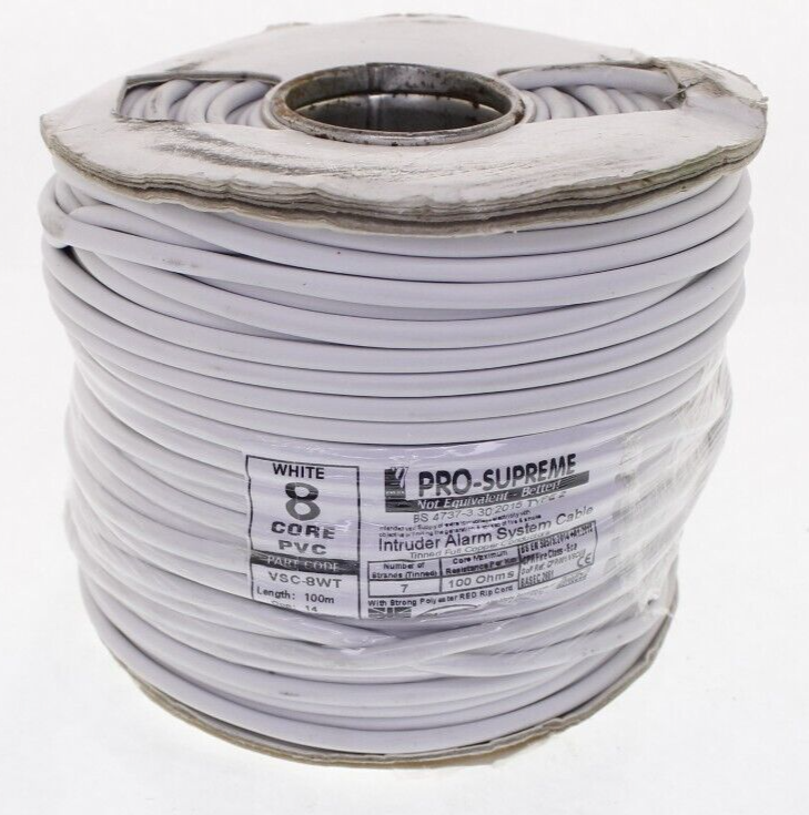 100m Reel White 8 Core Intruder Alarm Cable, TYPE 2, 7 stranded ...