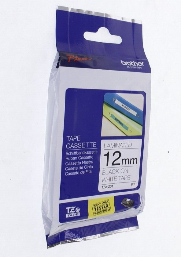 Brother P-Touch TZ TZe-231 Label Tape Printer Laminated Black on White ...