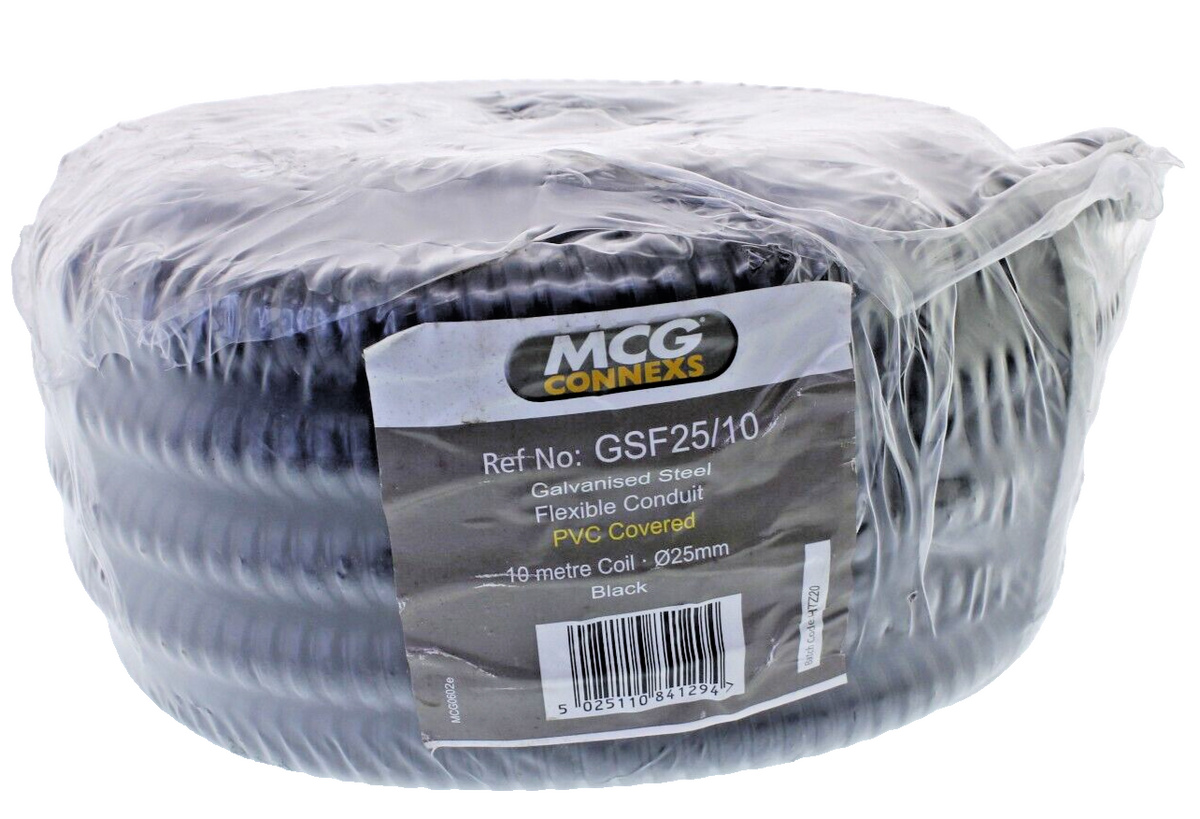 BLACK PVC COVERED STEEL CONDUIT METAL FLEXI MCG GSF25/10 (25mm x 10m ...