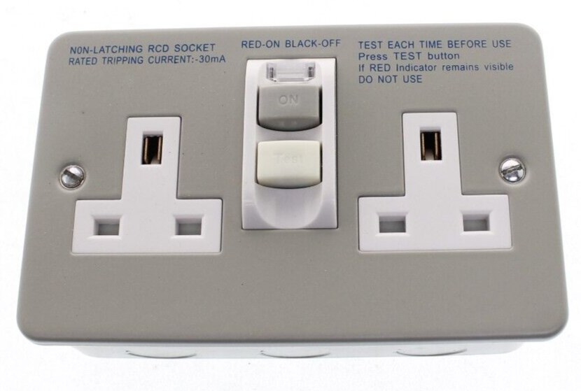 NEWLEC 13A 2 gang Metal clad RCD Double Socket 13A NL8400/2 RCD ...