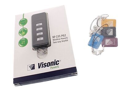 Visonic KP-250 PG2 PowerG Wireless Two-Way key fob and 4 key tags ...