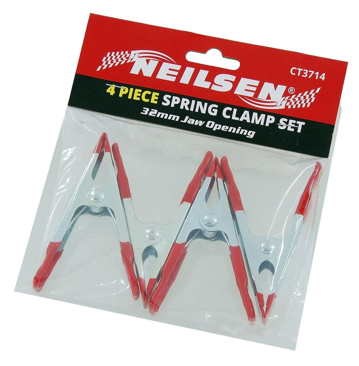 4" Spring Loaded Metal Clamps Zinc Plated & Rubber Coating Non Slip Gr ...